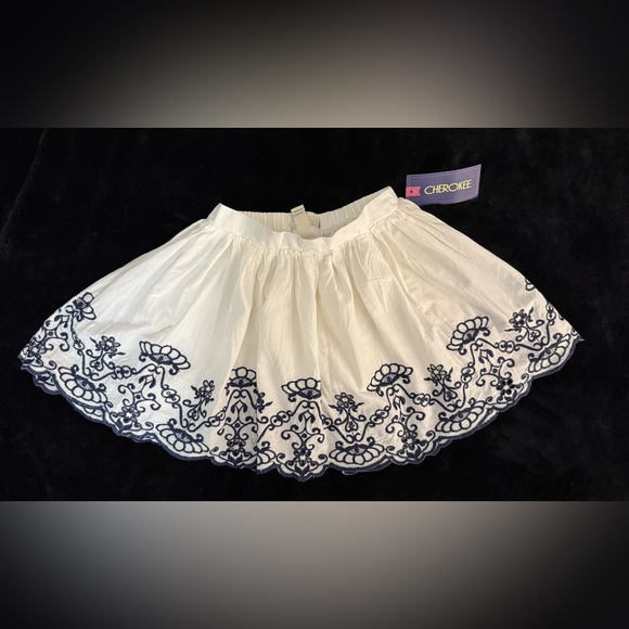 Cherokee | Bottoms | Cherokee Ivory Skirt With Navy Embroidery | Poshmark